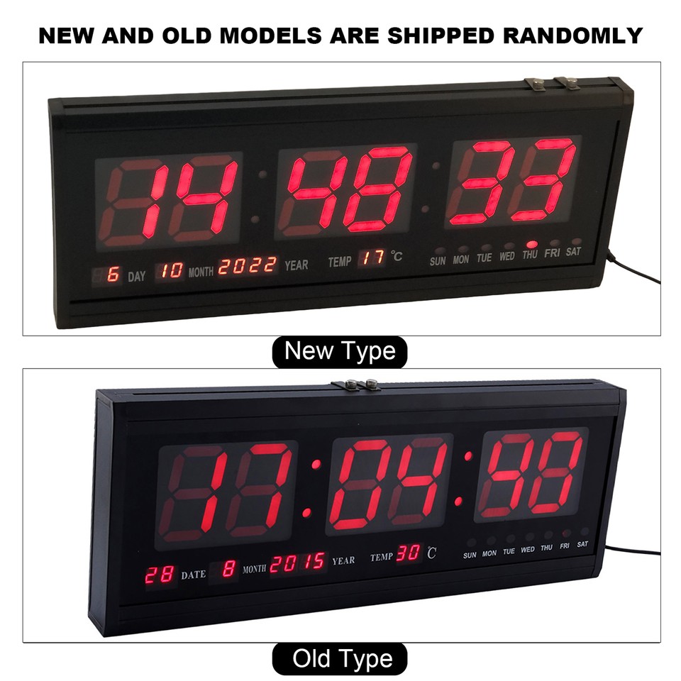 Large Digital LED Wall Timer Battery Clock W/Calendar | eBay