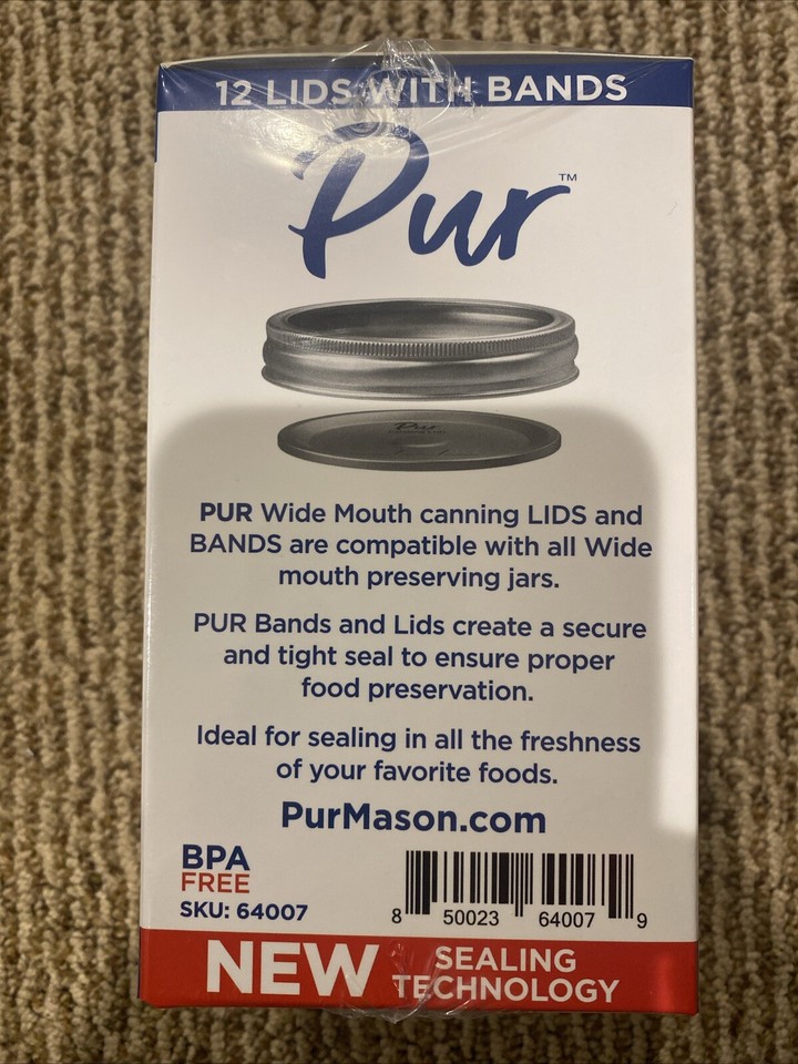 Pur Mason jar Lids with Bands, Canning Jar Lids and Bands Set - Wide ...
