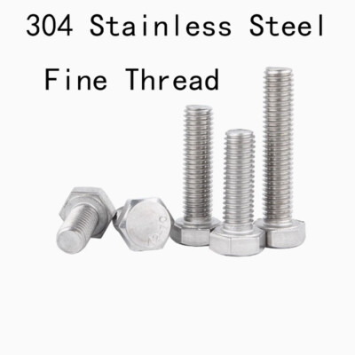 M16 M18 M20 304 Stainless Steel Hexagonal Screws Fine Thread Hex Head ...