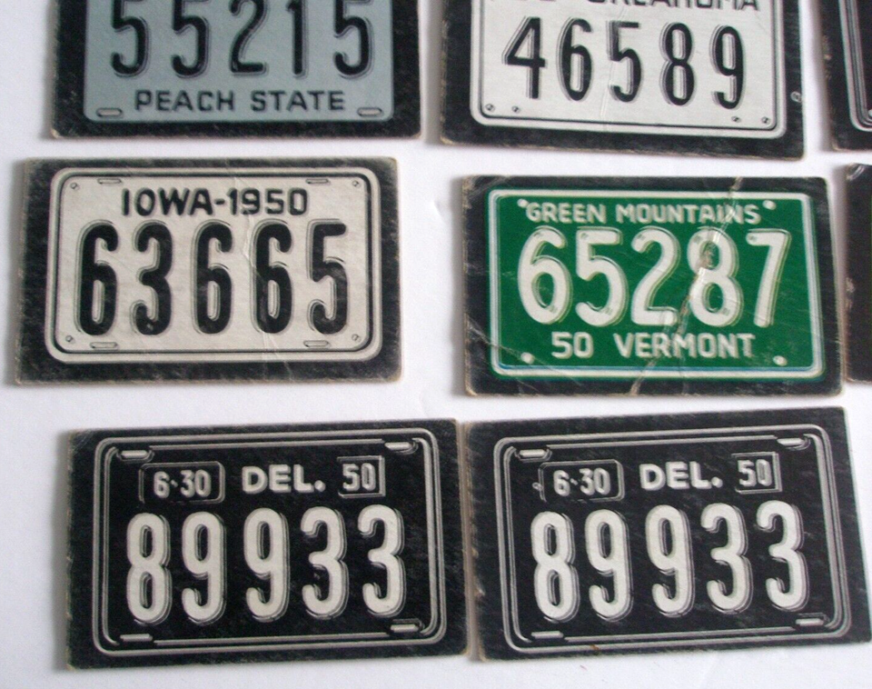 Lot of 19 Topps License Plates Cards 1950's Delaware Vermont Oklahoma ...