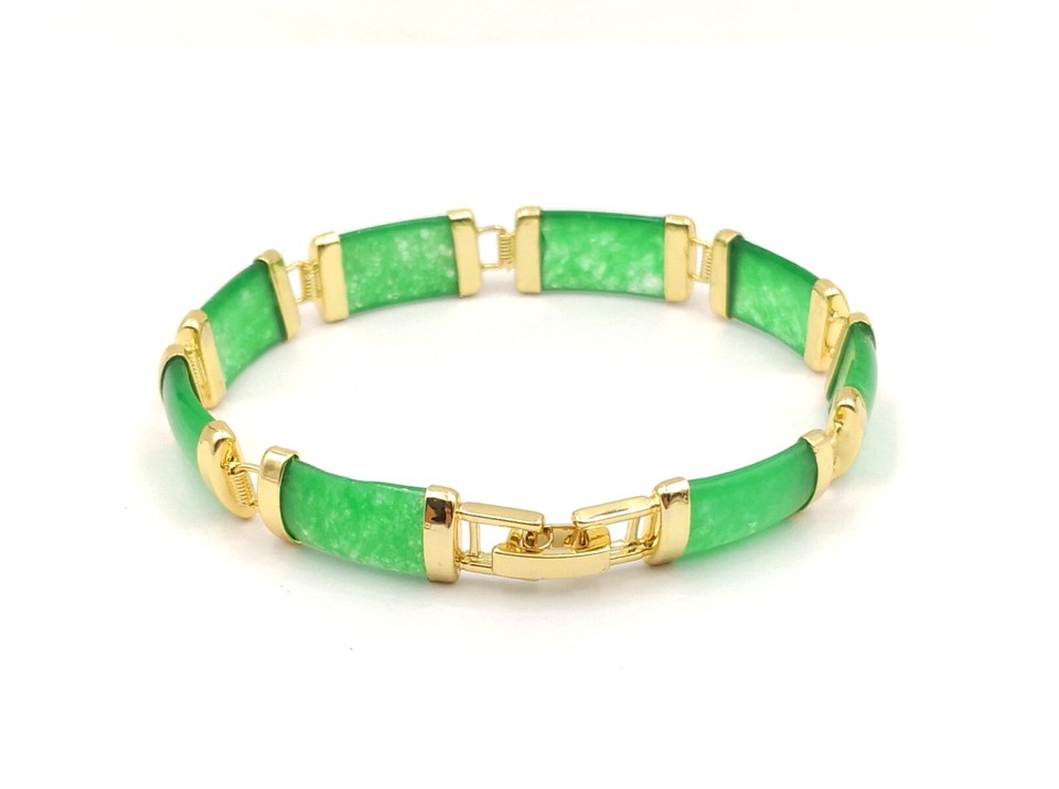 Yellow Multicolor Green Purple Jade Agate Shell 18KGP Snap Clasp Bangle ...