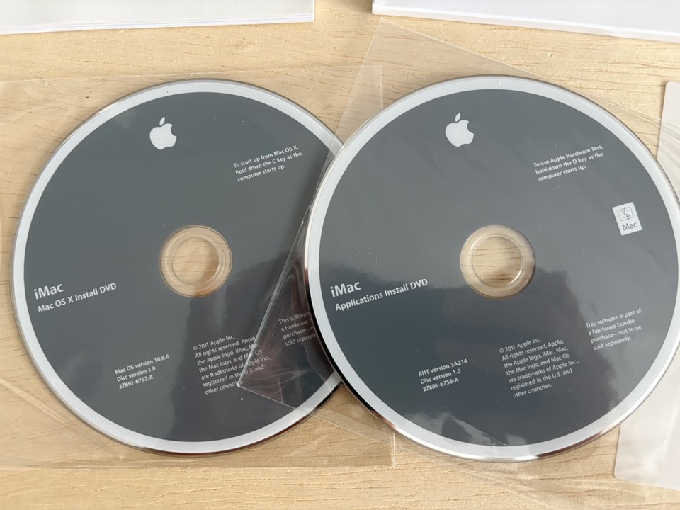 OEM Apple iMac Mac OS X Snow Leopard 10.6.6 Install & Applications DVDs ...