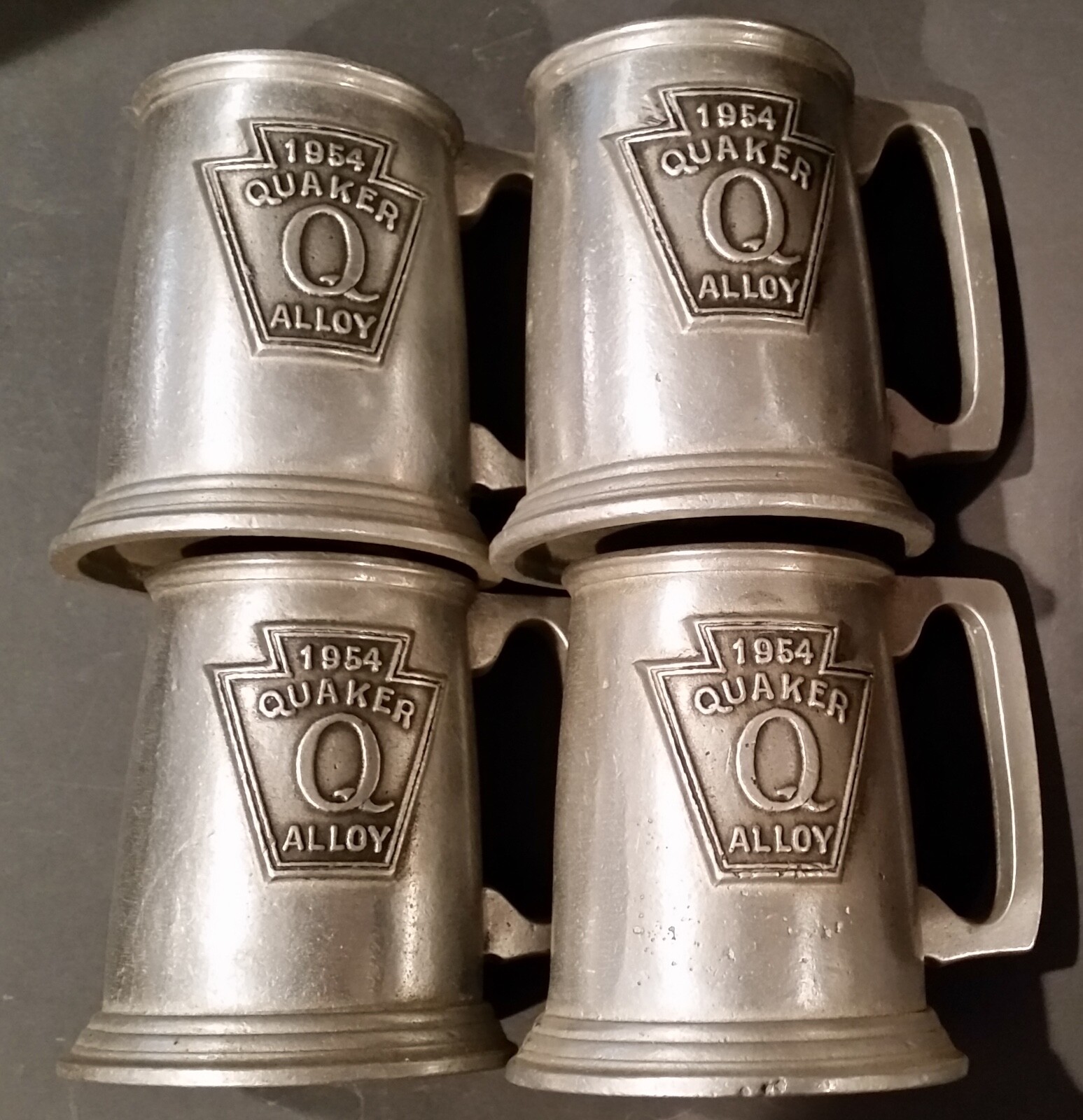 Quaker Alloy Pewter Mug Set – 1954 – Wilton – Columbia PA – 4 Mugs! | eBay