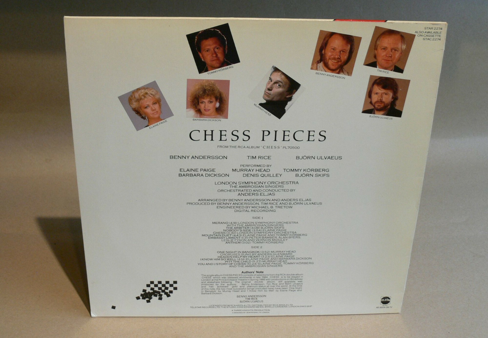 chess pieces music by benny anderson tim rice bjorn ulvaeus vinyl lp ...