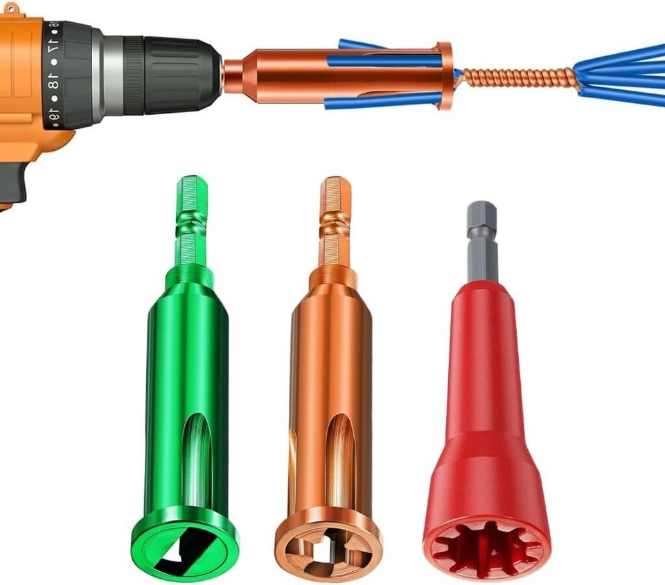 3x Wire Stripper Twister Cable Stripping Wire Cap Twisting Tool with 1/ ...