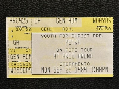 PETRA CONCERT TICKET STUB ARCO ARENA SACRAMENTO CA. SEPT. 25 1989 ...