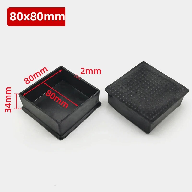 Square Chair Leg Caps Anti-Slip Rubber Chair Tips Table Chair Floor ...