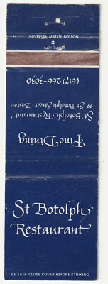 MATCHBOOK COVER - ST. BOTOLPH RESTAURANT - BOSTON MASSACHUSETTS | eBay