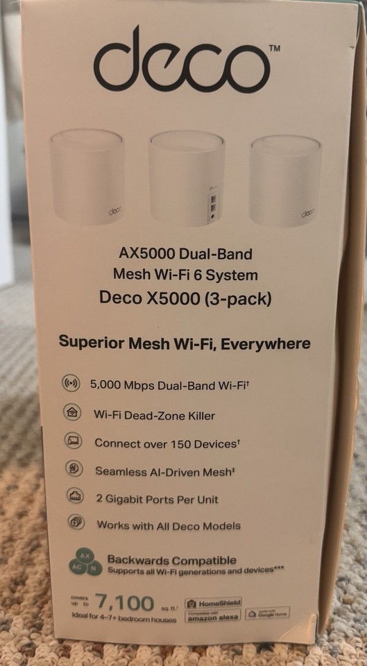 TP-Link Deco X5000 AX5000 Wi-Fi 6 Dual-Band Mesh System - 7,100 sq. ft ...