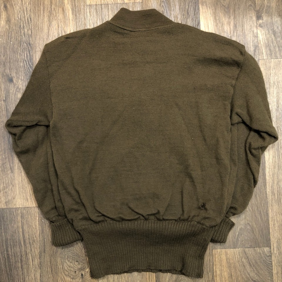 US Navy USN 5-Button Brown Wool Cold Weather Submarine Lined Sweater XX ...