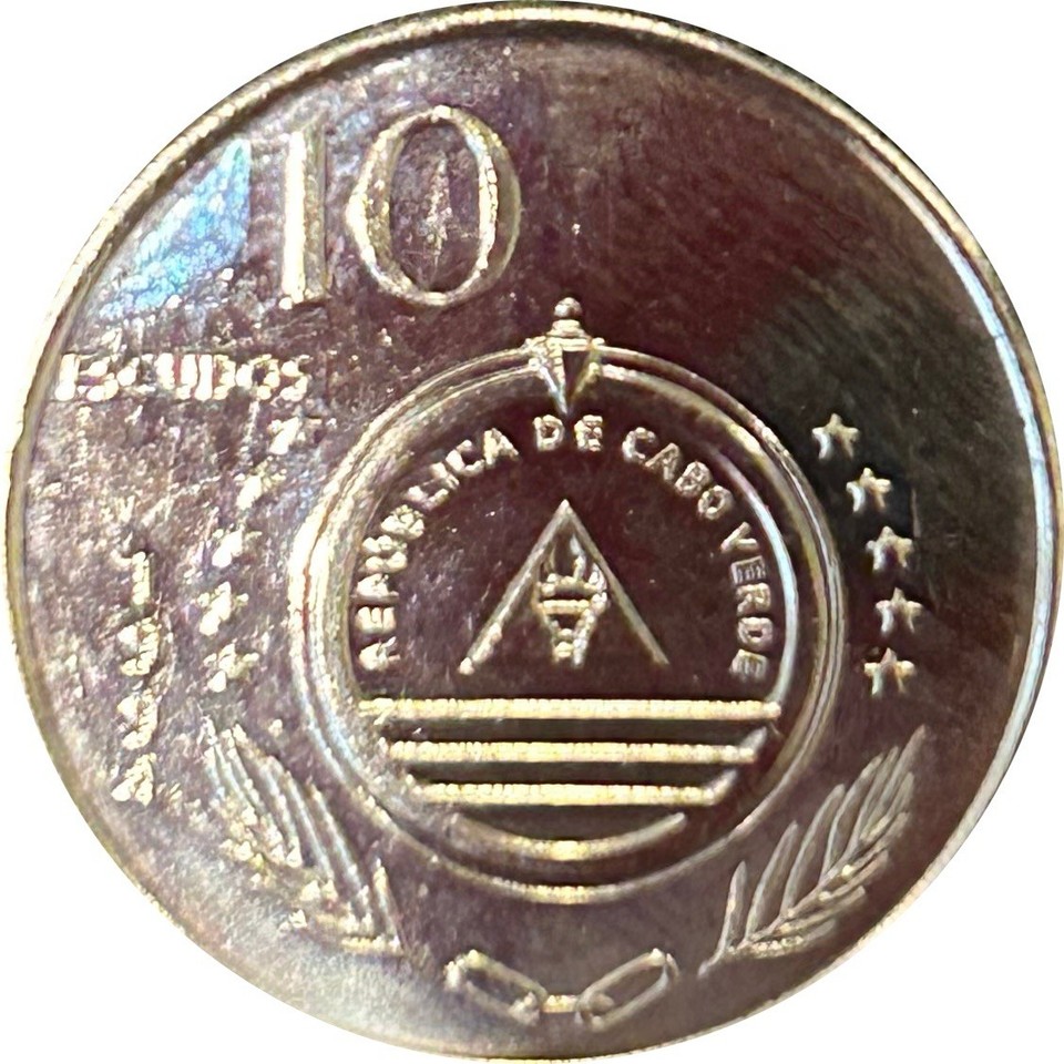 Cape Verde 10 Escudos Gold Coin Passarinha Halcyon Leucocephala ...