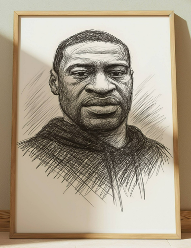 GEORGE FLOYD DRAWING PRINT PORTRAIT SKETCH 8" x 10" BLM BLACK LIVES ...