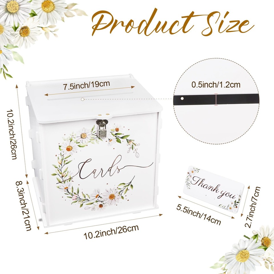 White Wedding Card Box with Lock PVC Gift Card Box for Wedding ...