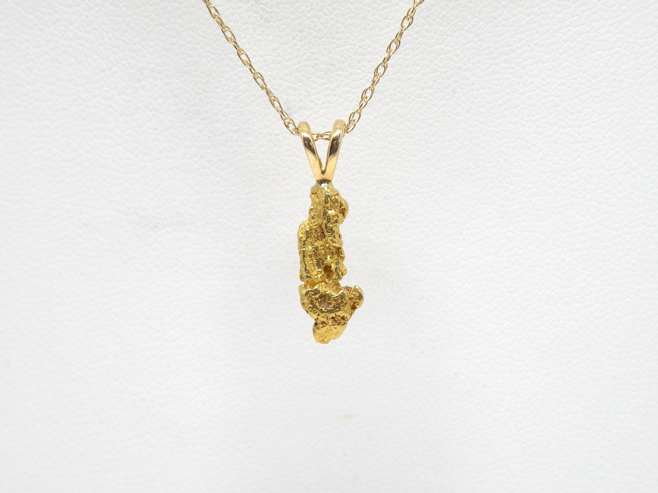Genuine Natural Alaskan - Yukon Gold nugget Pendant with 14k Gold 18 ...