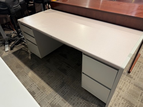 6'Wx30"D double pedestal metal desk by Steelcase in Gray w/ Laminate Top | eBay
