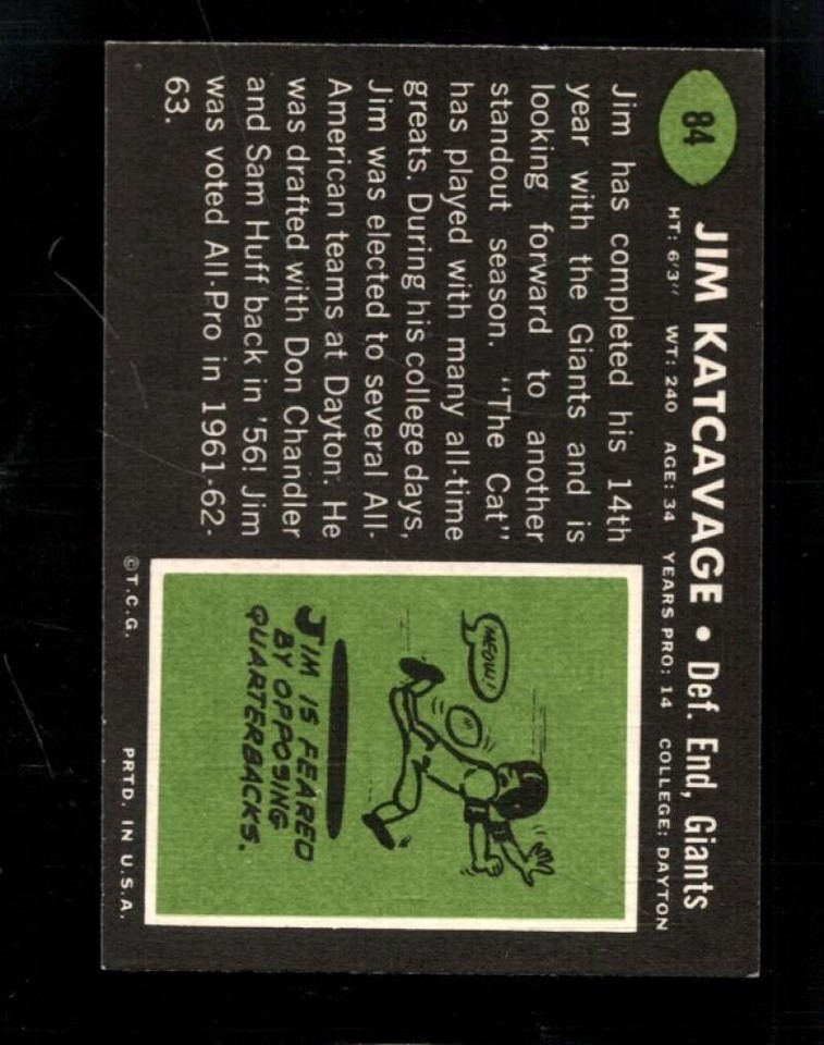 1969 Topps #84 Jim Katcavage NM NY Giants *X119646 | eBay