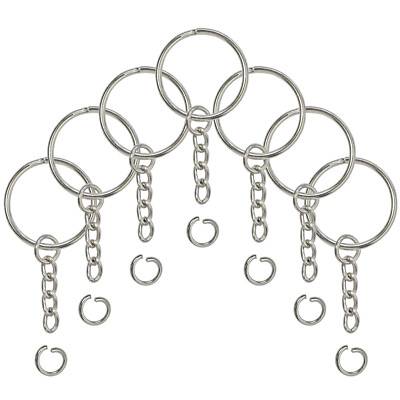 Split Key Ring with Chain Open Jump Ring and Screw Eye Pins 1 Inch Key ...