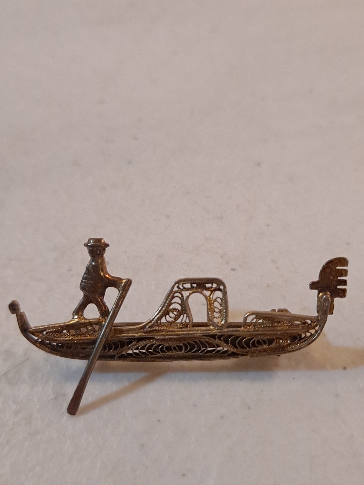 Vintage Gondola Gondilier Rowing Boat Brooch Pin Fanc… - Gem