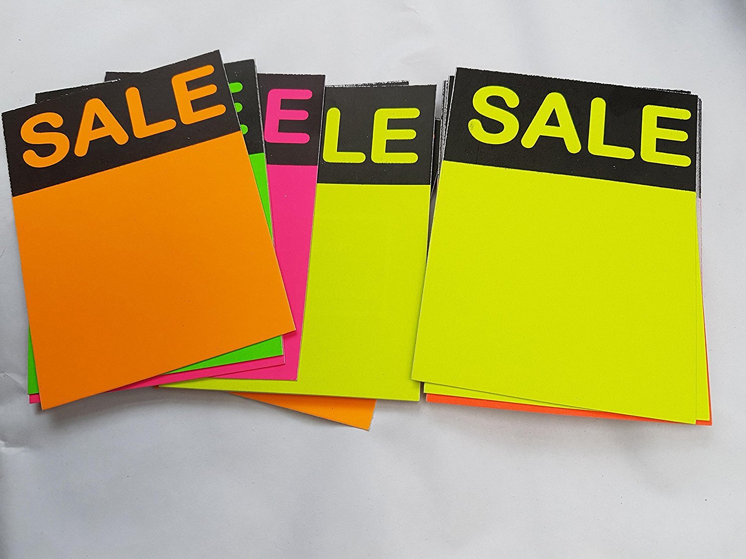 60 Fluorescent Neon Flash Cards Assorted Colours - Shop Signs Retail ...