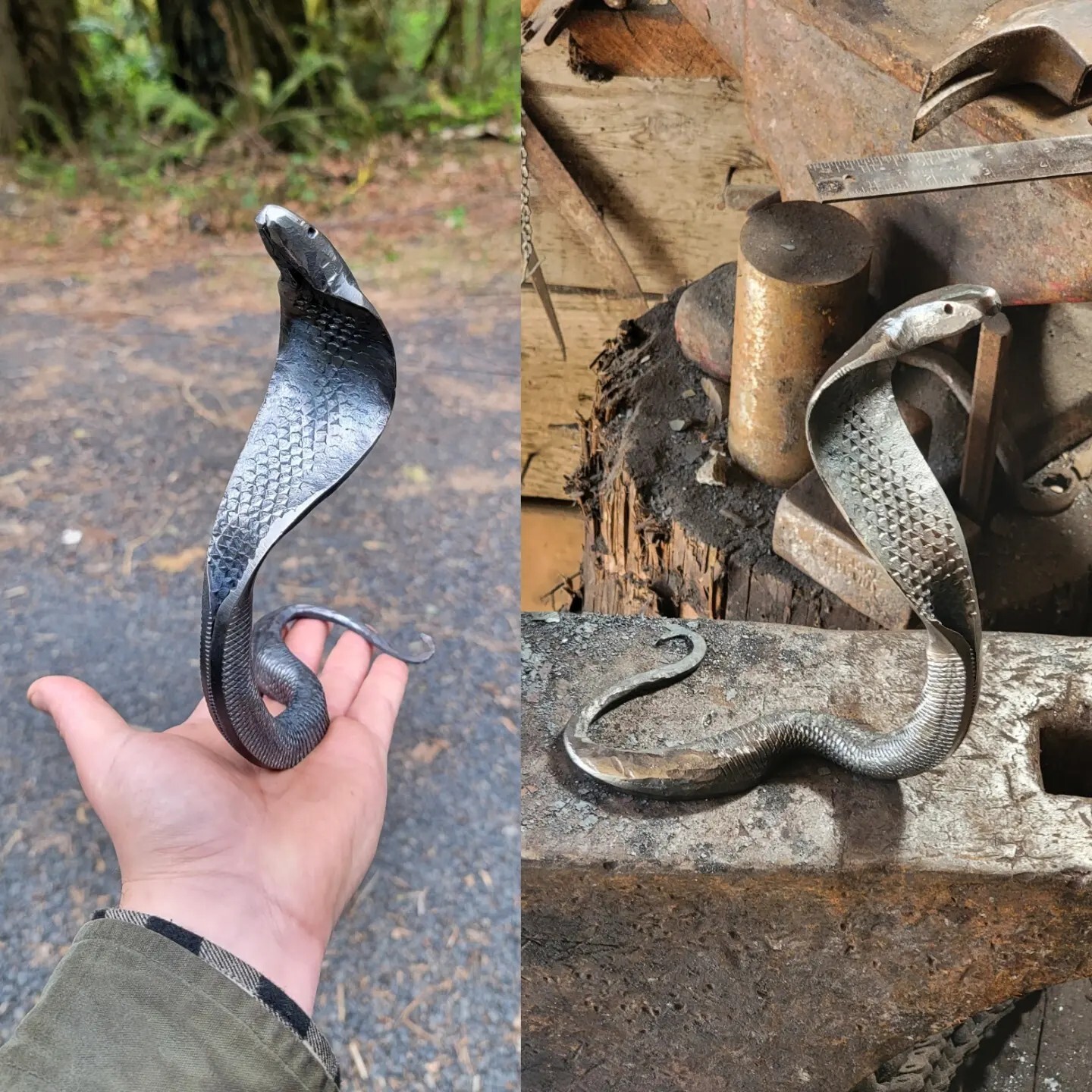 Cobra Snake Metal Sculpture Hand Forged From Old Rasp By Reforgedrelics ...