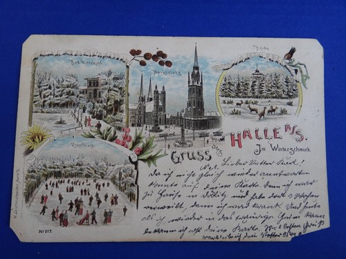 AK Gruß aus Halle Saale Im Winterschmuck 1898 !!!!! | eBay.de