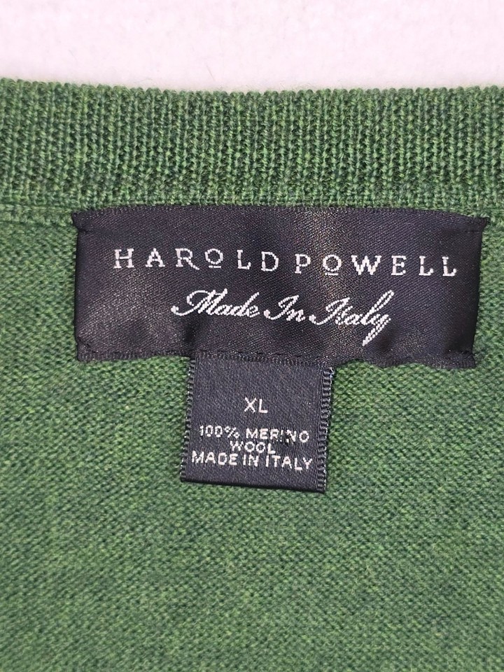 Harold Powell Green 100% Merino Wool Grandpa Sweater Vest Made In Italy ...