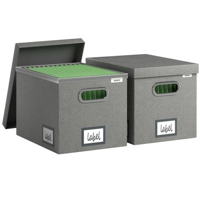 File Organizer Box - File Boxes for Hanging Files with Lid Set of 2 ...
