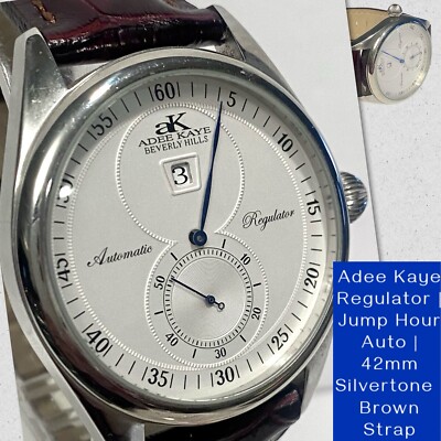 42mm Auto JUMP HOUR Regulator | White Dial | Brown Strap | ADEE KAYE ...