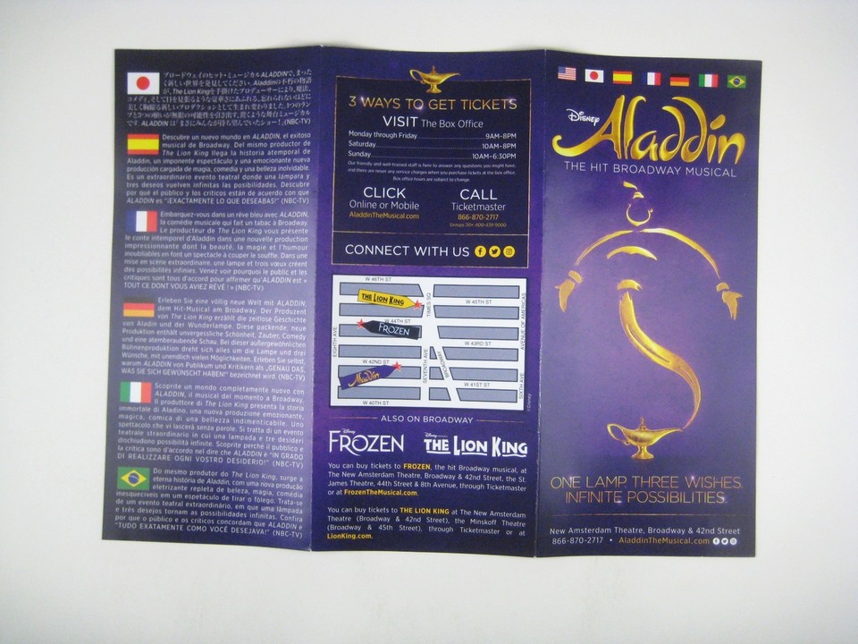 Aladdin Flyer ONLY New Amsterdam Theatre Musical | eBay