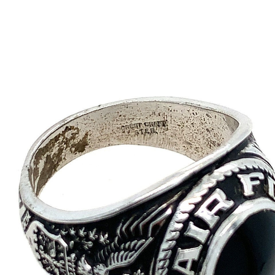 U.S. Air Force Crest Craft Black Onyx Signet Sterling Silver Men Ring ...