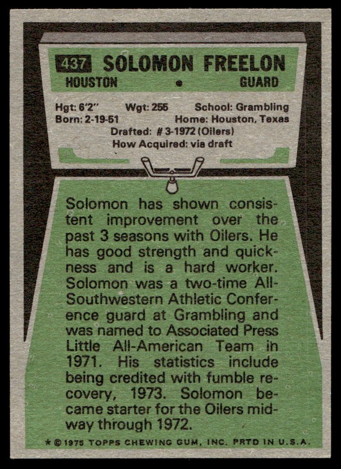 Solomon Freelon 1975 Topps #437 Houston Oilers Football Card | eBay