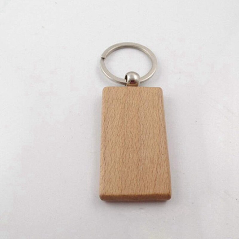 80Pcs Blank Rectangle Wooden Key Chain Diy Wood Keychains Key Tags ...