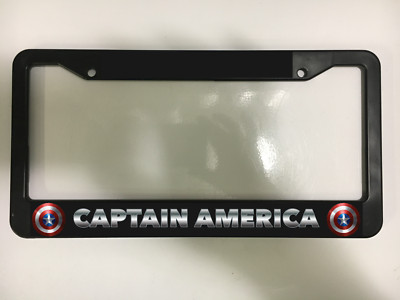 CAPTAIN AMERICA USA MARVEL SHEILD RED WHITE BLUE Black License Plate ...