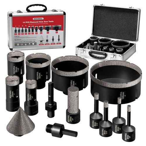14PCS Diamond Core Drill Bits Set with Core Extractor Tool – Hole Saw ...