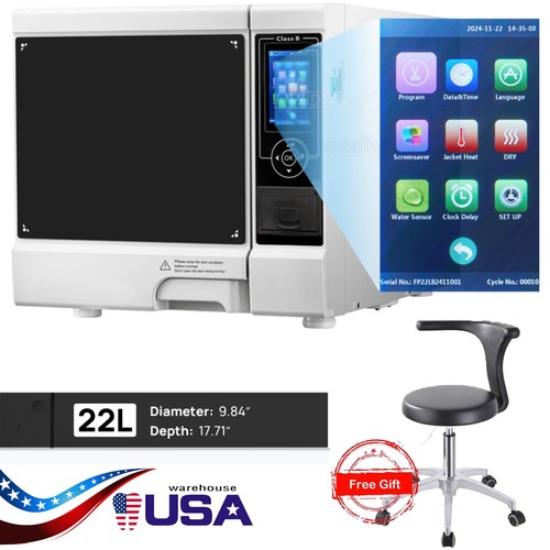 22L Class B Steam Sterilizer Dental Autoclave Pulsation vacuum Built-in ...