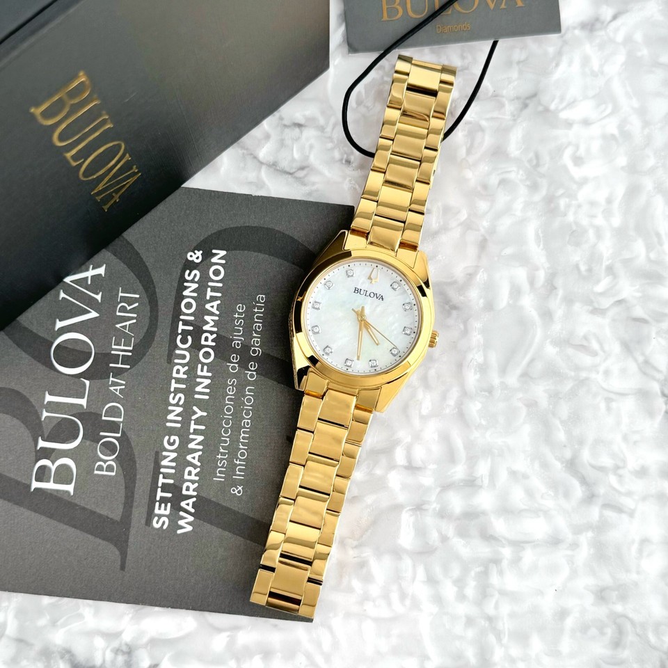 Bulova Surveyor Women's Gold-Tone Stainless Steel Diamond Watch 97P172 ...