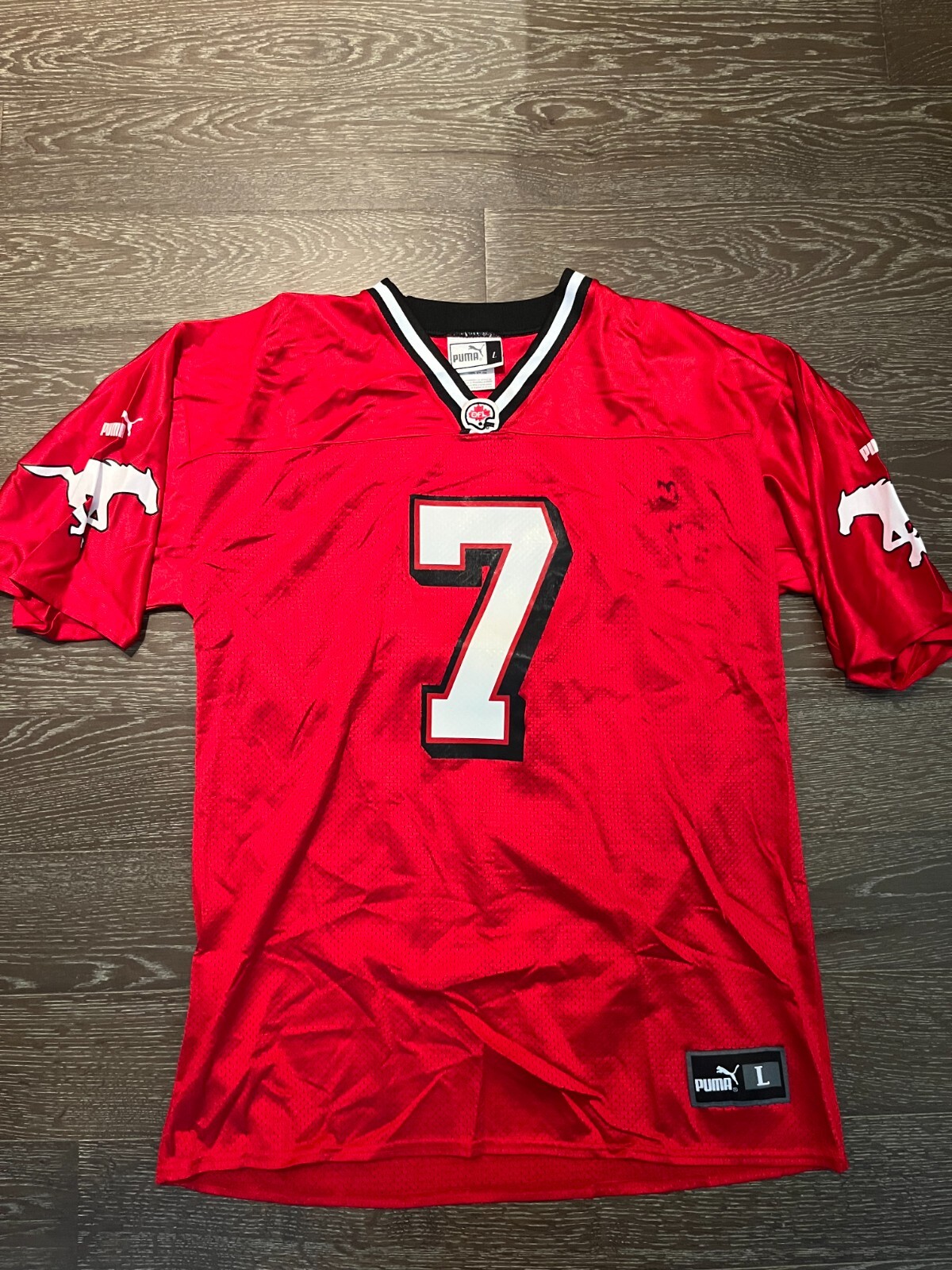 VTG 00s Calgary Stampeders #7 Ben Sankey CFL Football PUMA Jersey Sz L ...