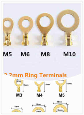 M3-M10 Non-Insulated Open Barrel Wire Crimp Ring Copper Terminal ...
