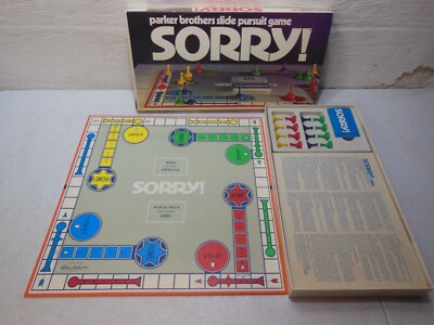Vintage Sorry Board Game 1972 No. 390 Parker Brothers Game - Complete ...