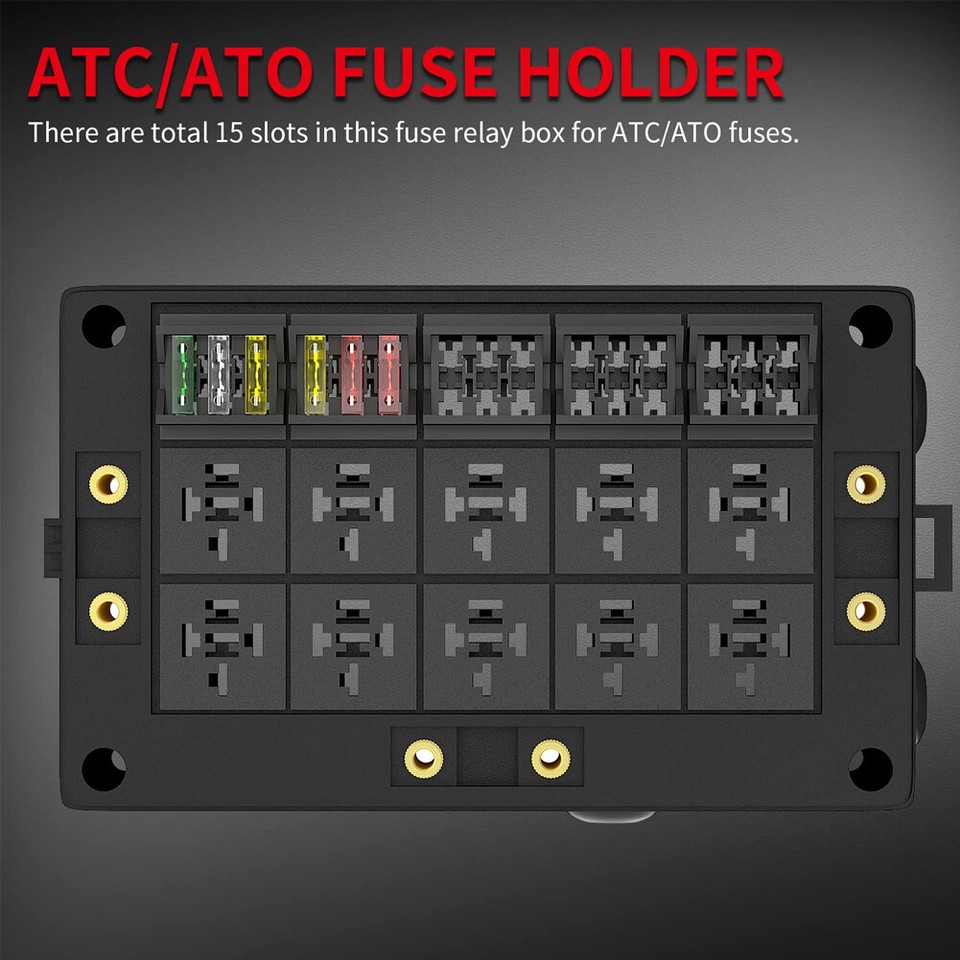 New Fuse Relay Box 12V Automotive 10 Slots Relay Holder 15 Slots ATC ...
