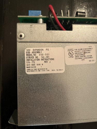 Simplex 4100-5101 Fire Alarm Expansion Power Supply for sale online | eBay