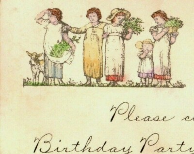 1885 Birthday Party Invite Lake View Adorable Children & Lamb P161 ...