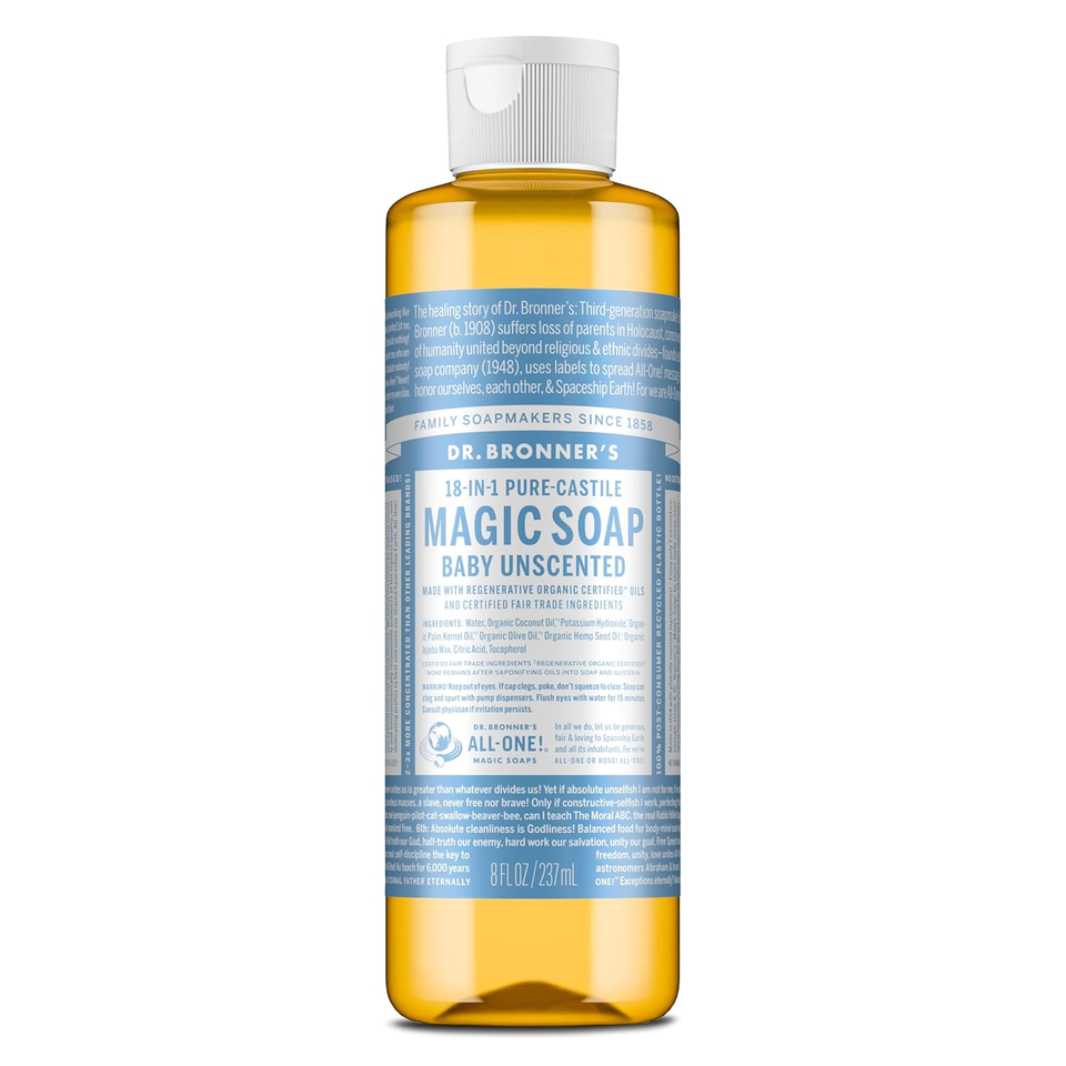 Pure-Castile Magic Liquid Soap (Baby Unscented, 8 Ounce)- Made with ...
