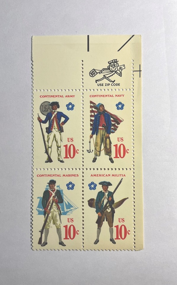 US 10 Cent Military Uniforms 1976, Scott# 1568(a), block of 4, MNH/OG ...