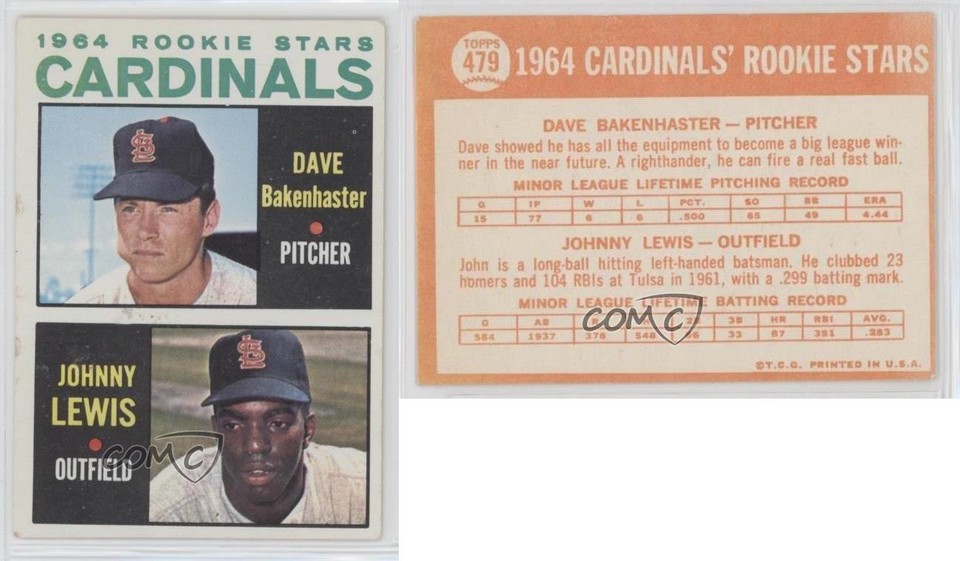 1964 Topps 1964 Rookie Stars Dave Bakenhaster Johnny Lewis #479 2v5 ...