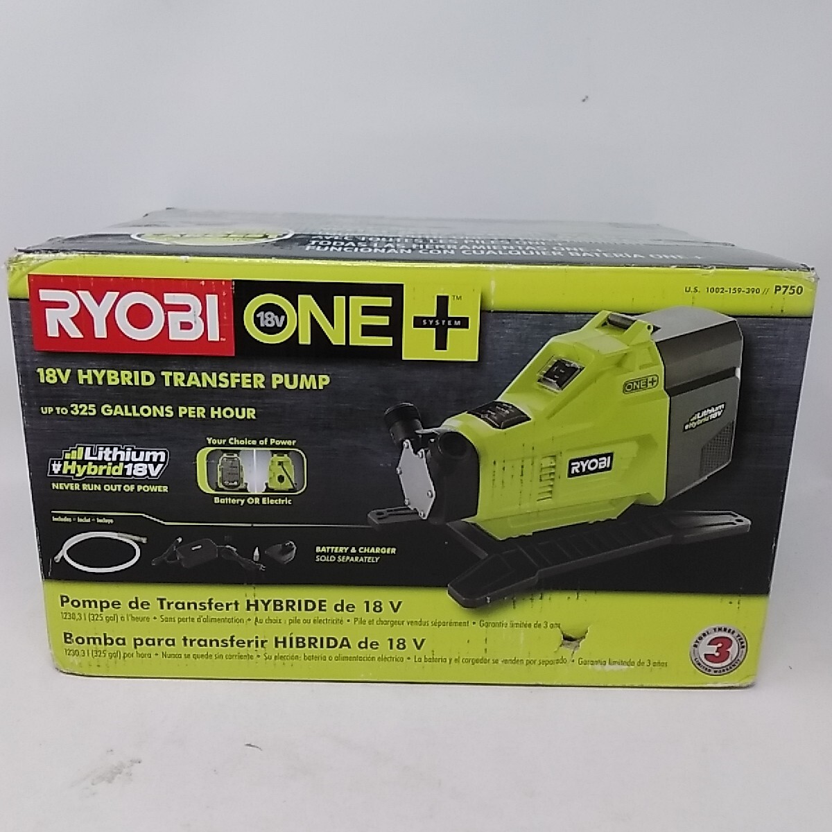 Ryobi P750 18 Volt ONE+ Hybrid Cordless Transfer Pump Up To 325 Gallons ...