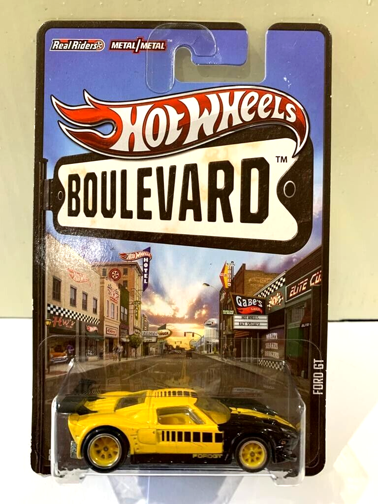 Hot Wheels Boulevard FORD GT Yellow & Black Real Riders Metal/Metal 8 ...