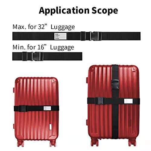 4 Pack Black Luggage Straps for Suitcases,Durable Suitcase Straps US ...