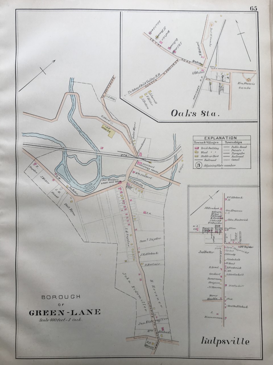 1893 MONTGOMERY COUNTY, PA, GREEN-LANE BOROUGH KULPSVILLE OAKS STATION ...