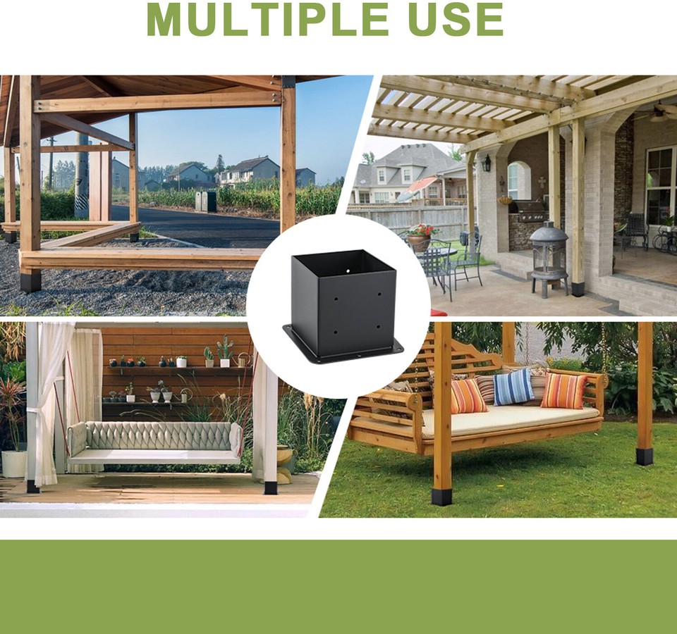 4 PCS 6x6 Post Base Post Anchors Deck Post Brackets Steel Inner 5.6x5.6 ...